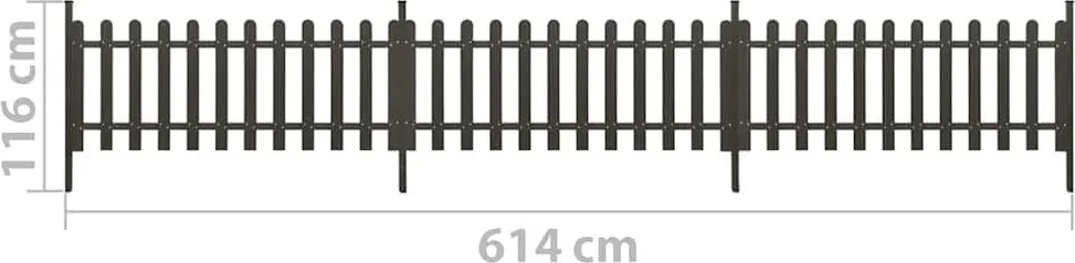 Laťkový plot se sloupky 3 ks WPC 614 x 80 cm 318090