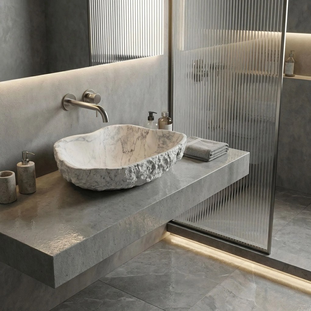 Rea Isla Marlo, umyvadlo na desku 490x370x140 mm, imitace kamene, REA-U3512