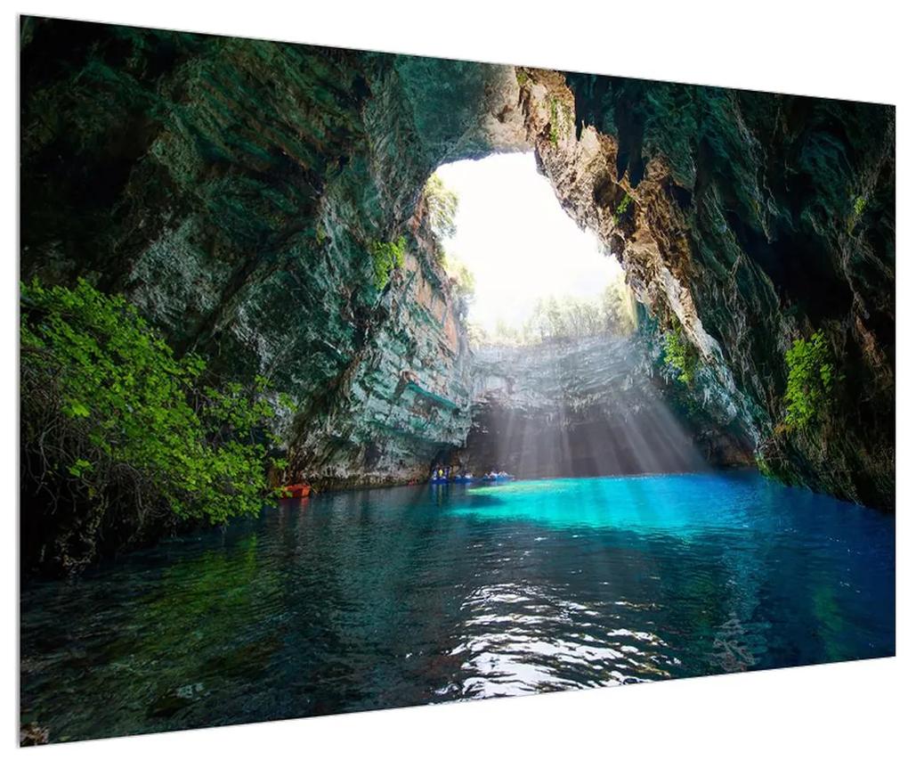 Obraz jeskyně s vodní plochou (120x80 cm)