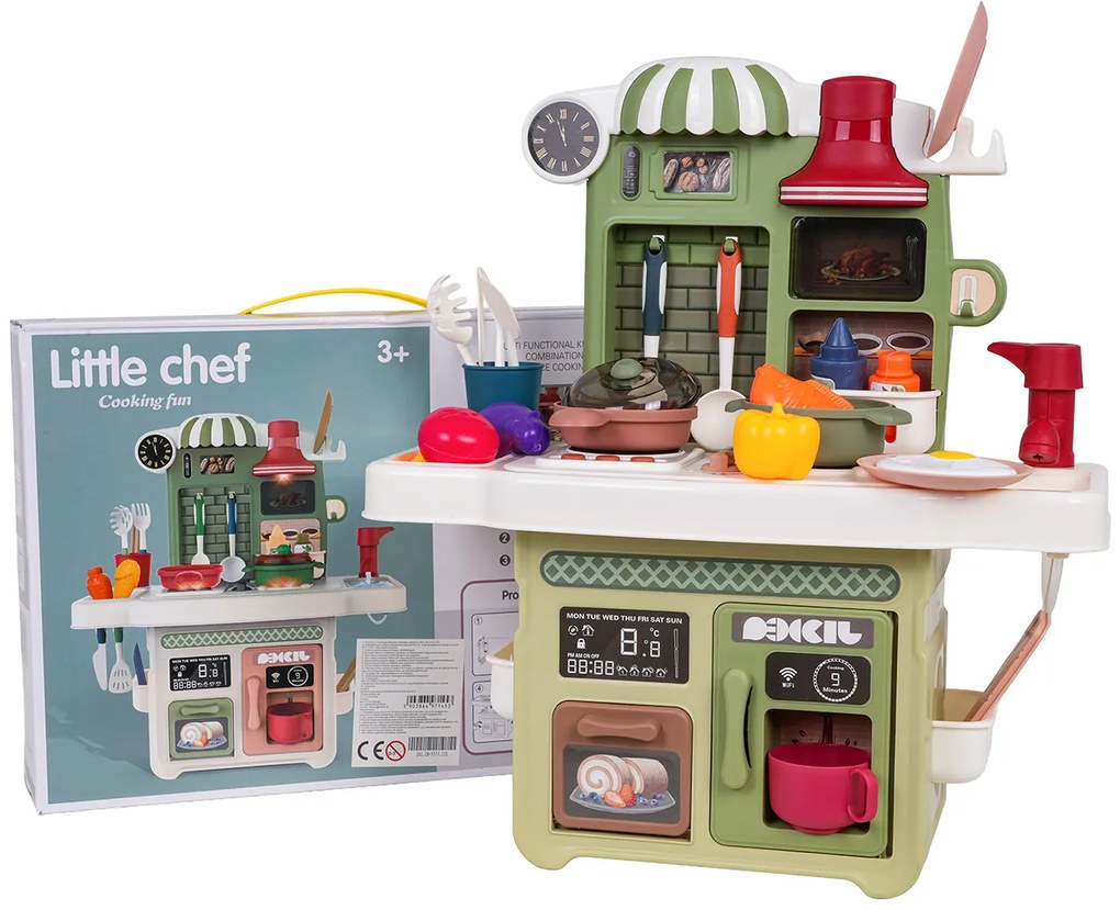 RKToys Dětská zelená kuchyňka se světlem a zvukem