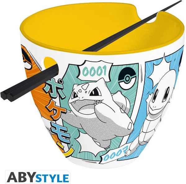 Set ramen misky a hůlek Abysse Corp Pokémon - Starters Manga Vícebarevná
