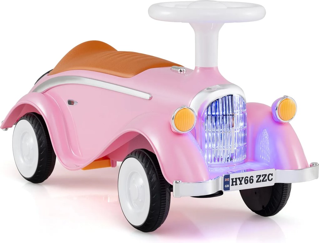 Costway Klasické vozidlo pro jízdu nohama na zem s klaksonem volantu s LED