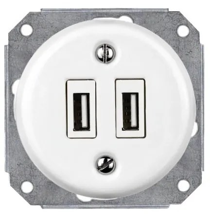 Elhard Kulatá keramická USB zásuvka, bílá KV2032W