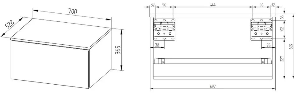 Mereo Mereo, Ponte, koupelnová skříňka 70 cm, Multidecor, CN291DUP1