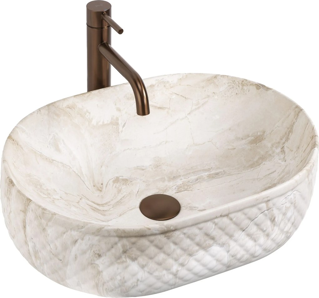 Rea Oktawia Kallisto, umyvadlo na desku 500x355x130 mm, imitace kamene, REA-U3528