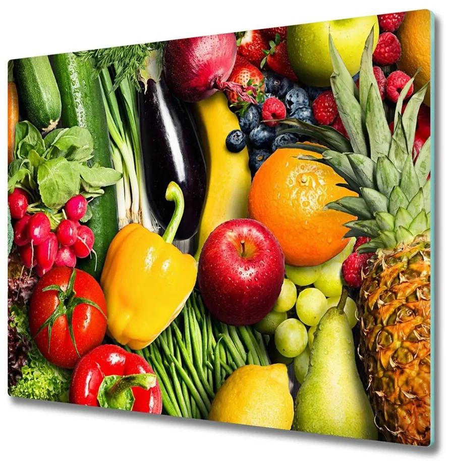 Skleněná krájecí deska Zelenina a ovoce