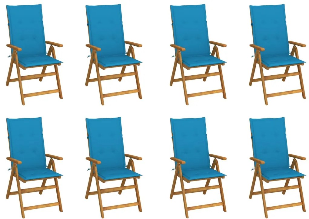 Skládací židle s polštáři, 8 ks, masivní akáciové dřevo 3075058