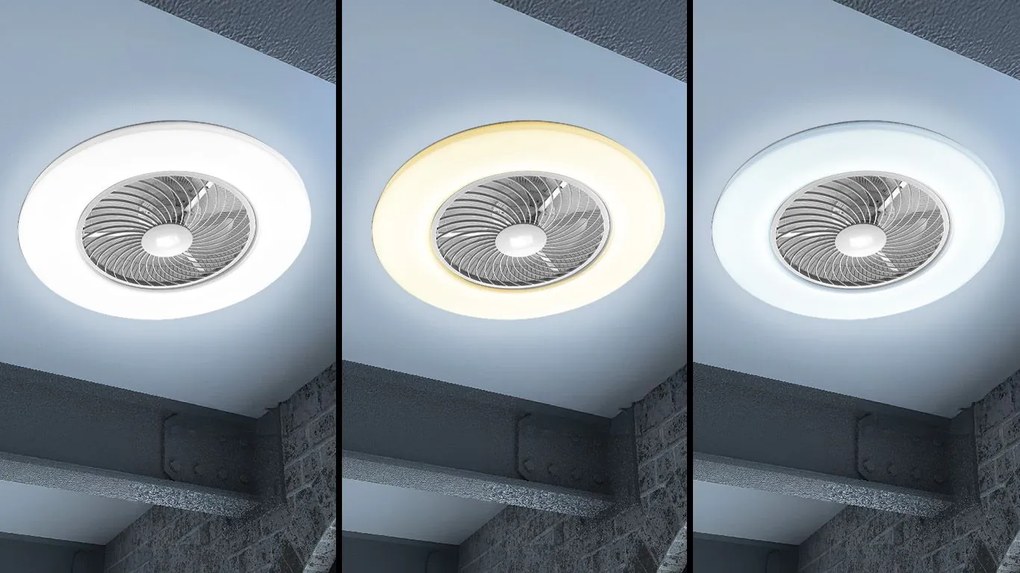 Toolight Toolight, LED stropní svítidlo s ventilátorem + dálkové ovládání APP1551-C, bílá, OSW-05180