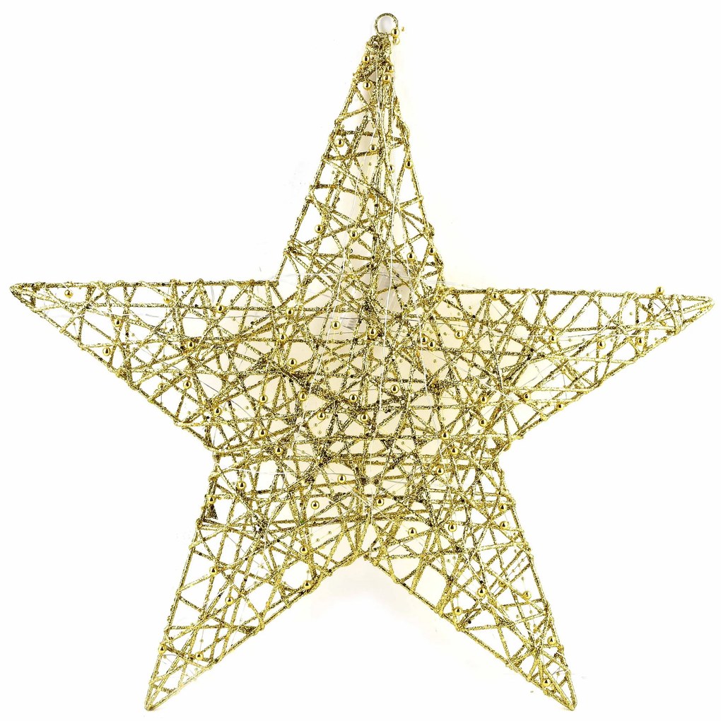 LED vánoční závěsná hvězda SANTA LILA 57 cm zlatá