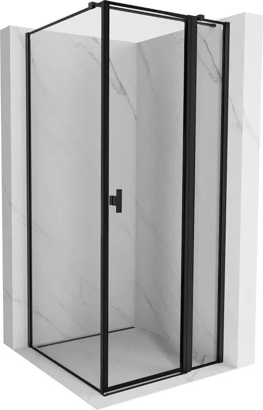 Mexen Mist T, sprchový kout s křídlovými dveřmi, pravý, 80 x 80 cm, 8mm čiré sklo, černý profil, 8A4T-080-080-70-70-P