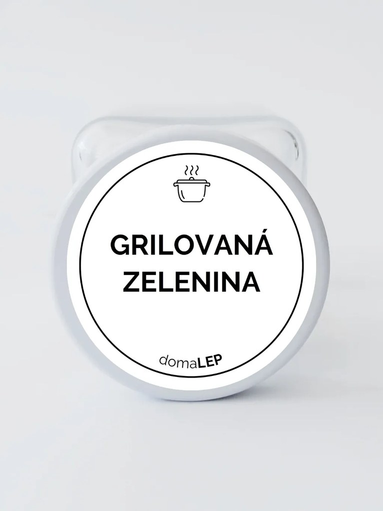Samolepka na kořenky GRILOVANÁ ZELENINA bílá 5 cm tučné písmo