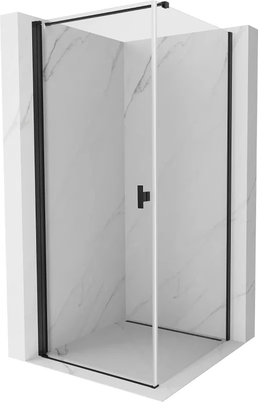 Mexen Mist-B, 1-křídlý ​​výklopný sprchový kout 85 x 85 cm, čiré sklo, černý profil, 8A2T-085-085-70-00