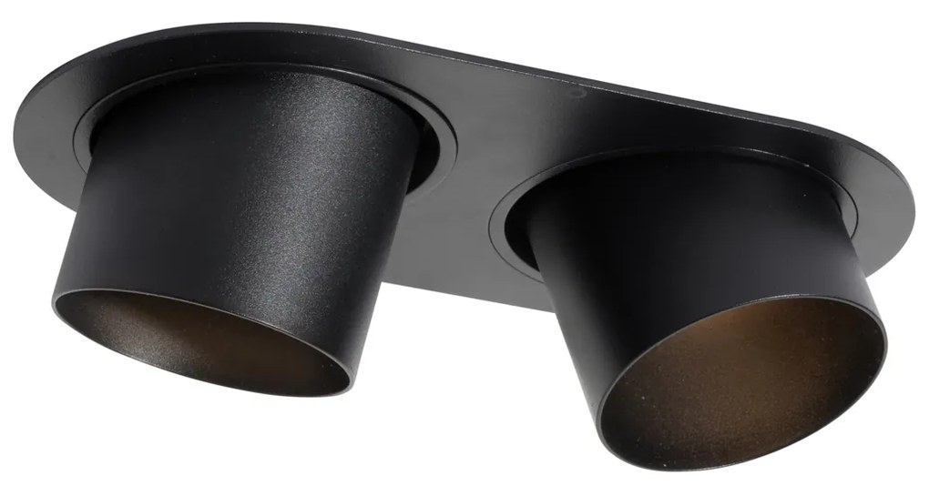 Kulaté zapuštěné bodové svítidlo černé GU10 70 mm výklopné 2-světlo - Installa