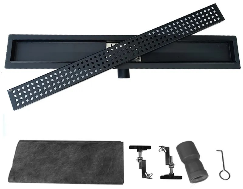 BPS-koupelny Sprchový odtokový žlab DL01 QUBE G3 HYD-2681 70 cm, černý