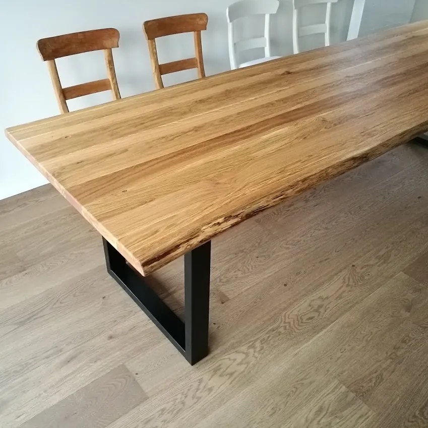 KULHÁNEK Masivní jídelní stůl 300x90 cm Velikost desky: 150x80 cm, Odstín podnože: antracit - RAL 7016