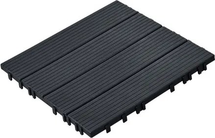 zámkové palubkové dlaždice 10 balení 30,5 × 30,5 cm plast pro verandu tmavě šedá