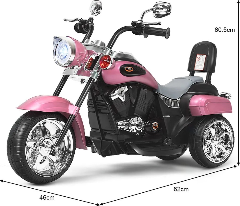 Costway 6 Elektrický motocykl V Motocykl na baterie s hudbou – 91 × 48 × 64 cm