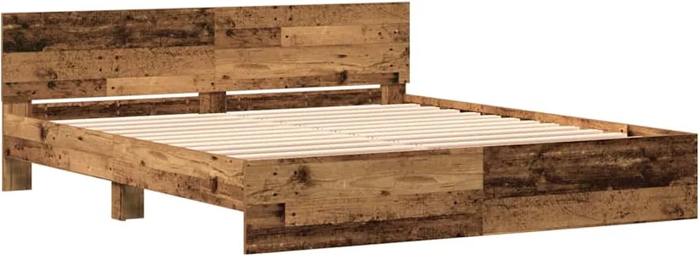 Rám postele s čelem s čelo Staré dřevo 203 x 185 x 70 cm 3378499