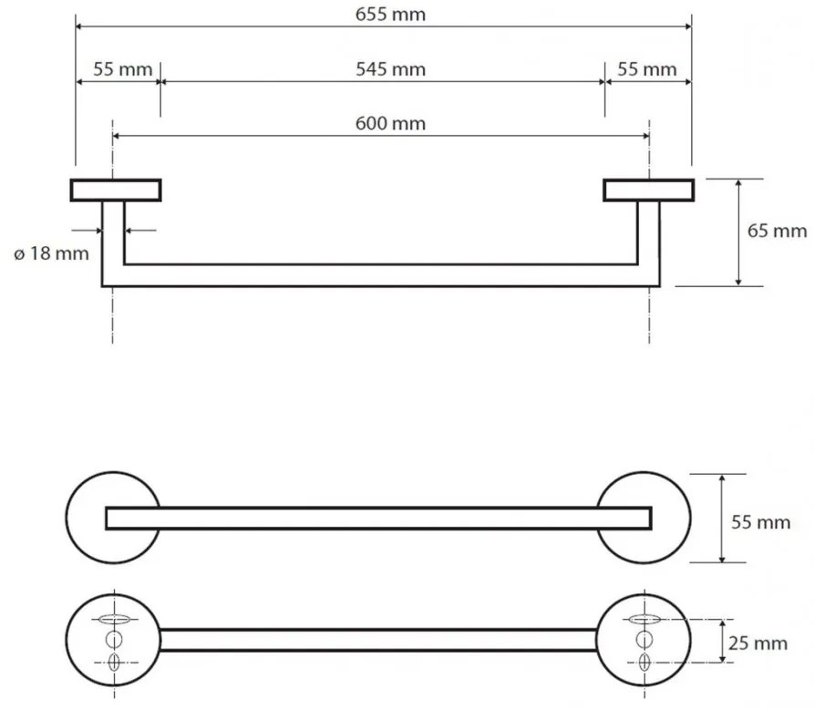 HOPA Držák na ručníky, 655×55×65 mm Barva - Hematit KDBE159204042