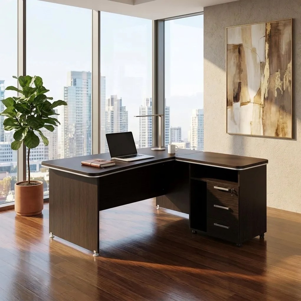 Přístavný kontejner TopOffice 90 x 55 cm, levý, wenge