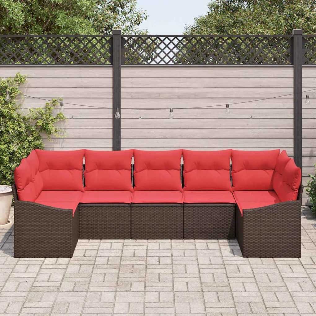 Set pohovek 7 ks Hnědá polyratan 3346874