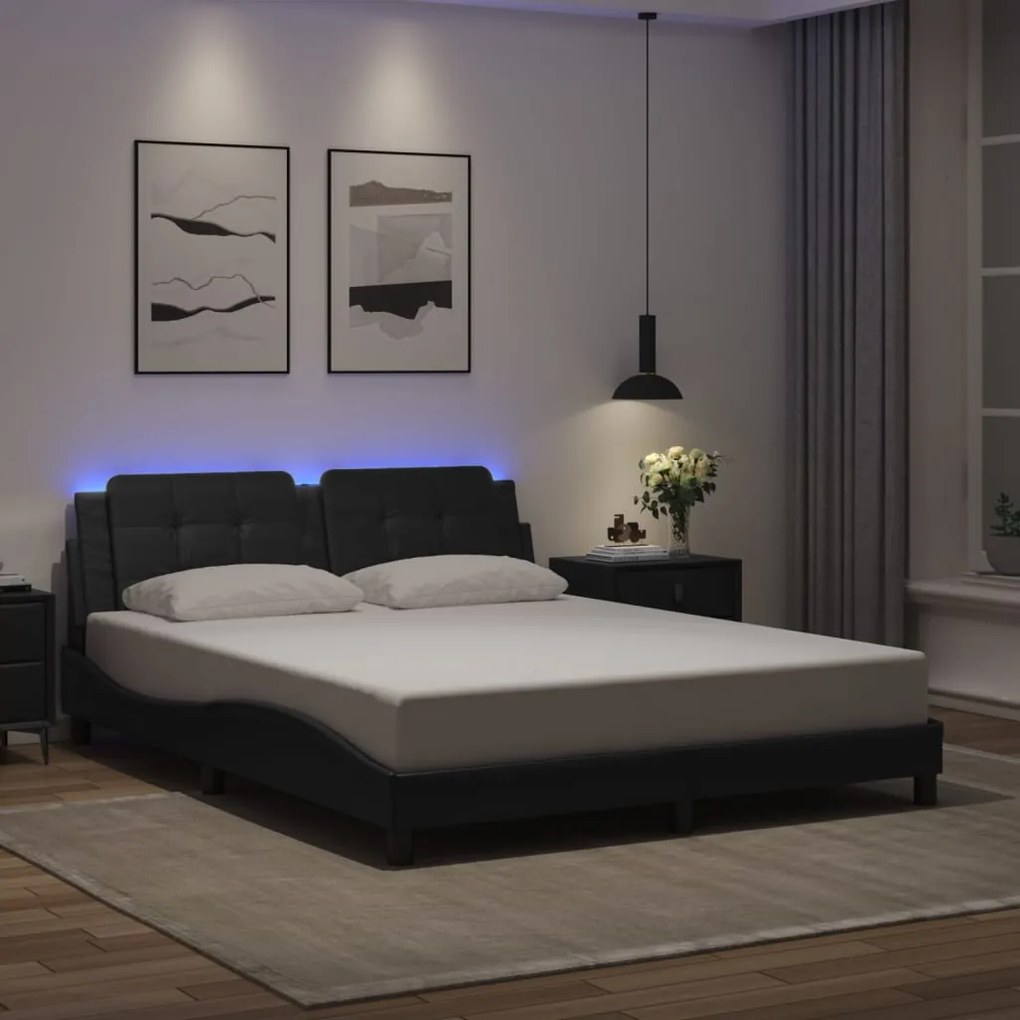 Rám postele s LED bez matrace Zadar černý 160 x 200 cm 3214117
