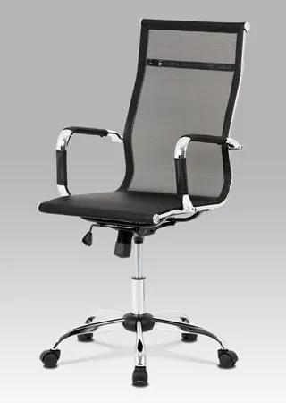 Kancelářská židle z černé látky a síťoviny s houpacím mechanismem KA-V303 BK