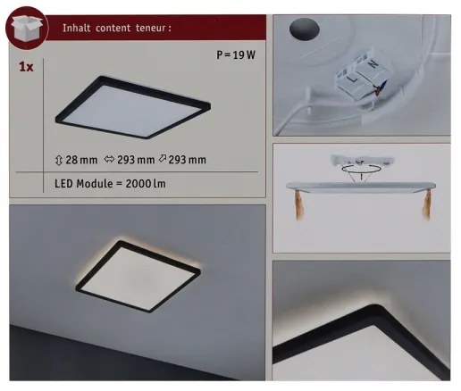 Paulmann 71001 - LED/16W Přisazený panel ATRIA 230V 3000K černá