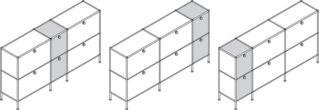Tchibo - Kovová odkládací skříňka CN3 se 4 výklopnými dvířky - barva: šedá