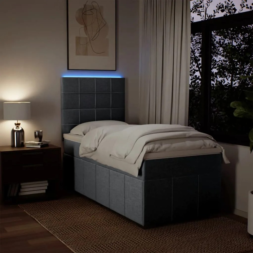 Box spring postel s matrací světle šedá 80 x 200 cm textil 3293795