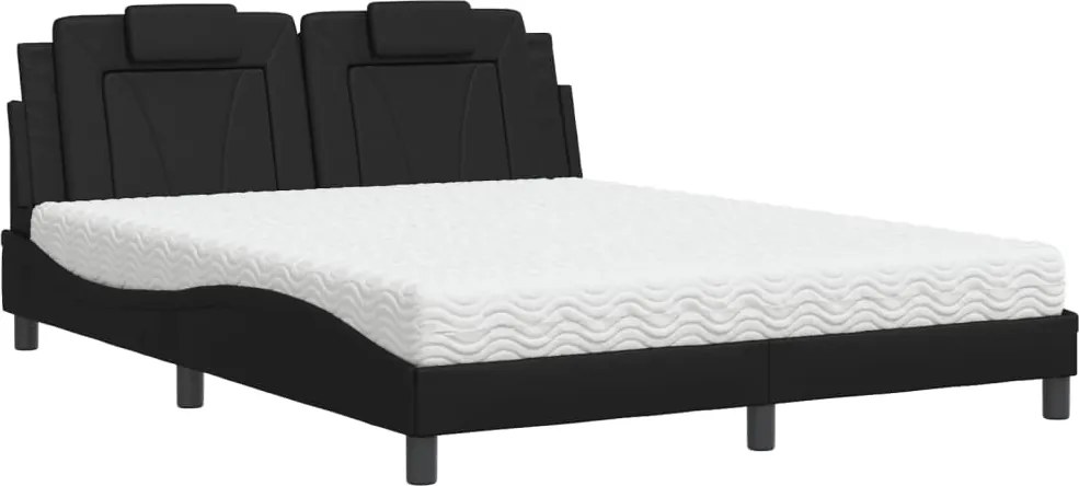 Postel Viana s matrací černá 160 x 200 cm umělá kůže 3208803