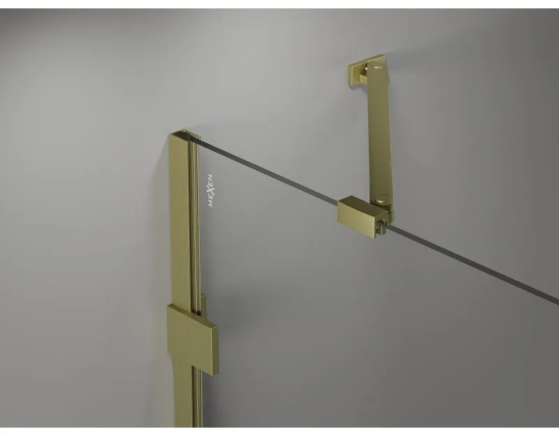 Mexen Lunar Duo, výklopný sprchový kout 105 x 105 cm, 8mm čiré sklo, zlatý matný profil, 834-105L-105P-55-00