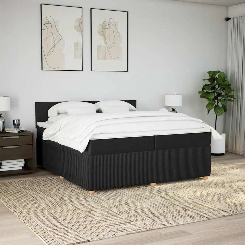 Box spring postel s matrací černá 200x200 cm textil 3287565