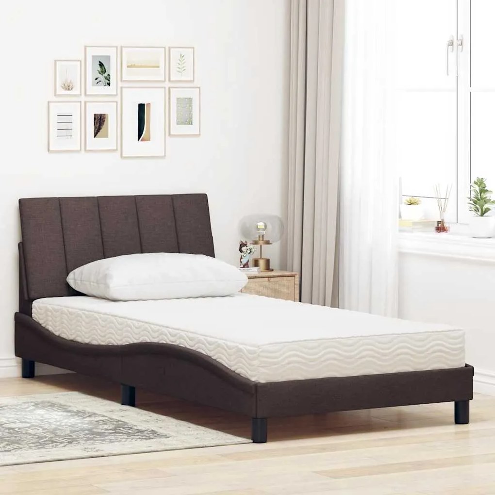 Postel s matrací Hanko tmavě hnědá 100 x 200 cm textil 3310513
