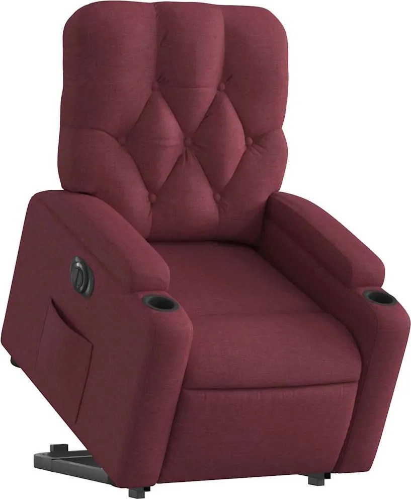 Elektrické zvedací polohovací křeslo vínové textil 3204737