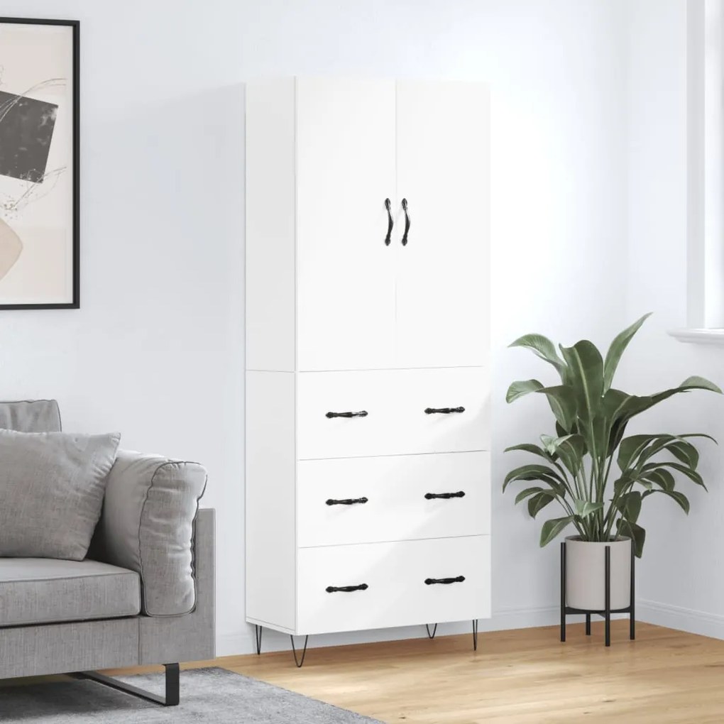 Skříň highboard bílá 69,5 x 34 x 180 cm kompozitní dřevo