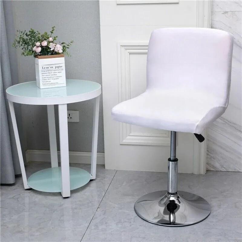 Elastické potahy na židle s nízkým opěradlem, barové židle Motiv: Bílá