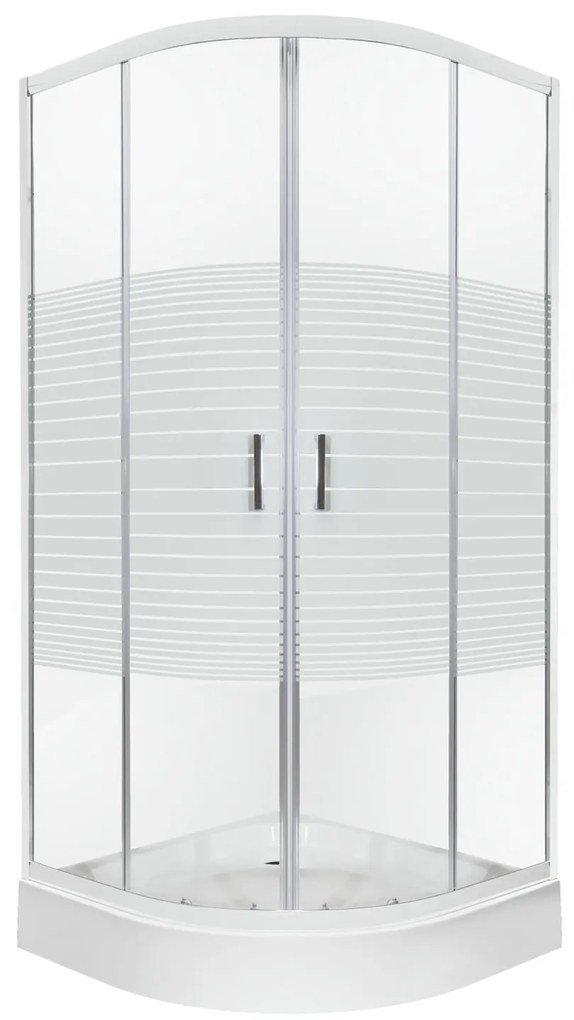 Novoterm Čtvrtkruhový sprchový kout NV-Madera 90x90 chrom/potisk - bez vaničky