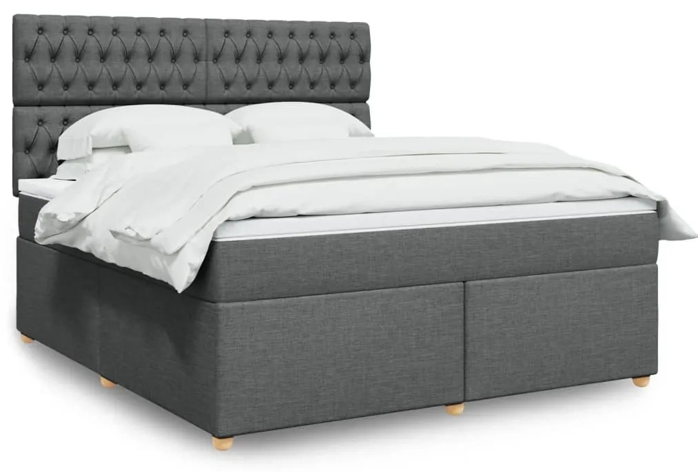 Box spring postel s matrací tmavě šedá 180x200 cm textil