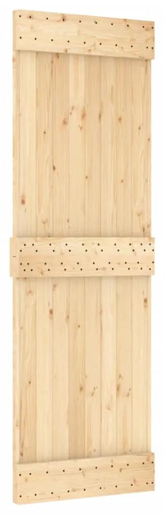 Posuvné dveře s kováním 70 x 210 cm masivní borové dřevo,  3203008