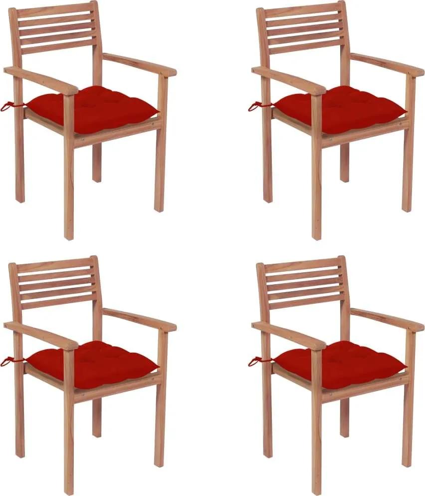 vidaXL Zahradní židle 4 ks podušky masivní teak [3062304] Barva: antracitová