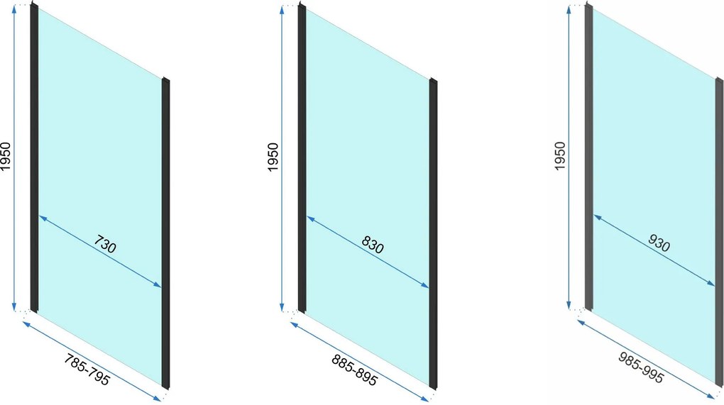 Rea Rapid Slide Wall, 3-stěnný sprchový kout s posuvnými dveřmi 160 (dveře) x 80 (stěna) x 195 cm, 6mm čiré sklo, černý profil, KPL-09892