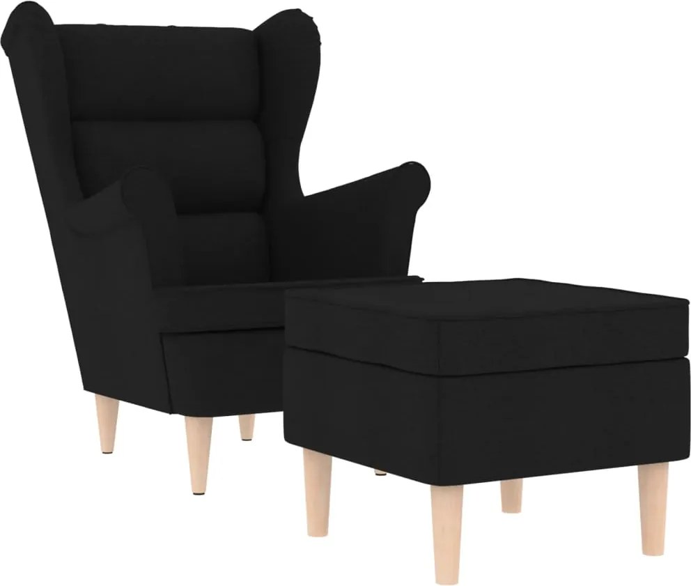 Křeslo s podnožkou černé textil 3307991