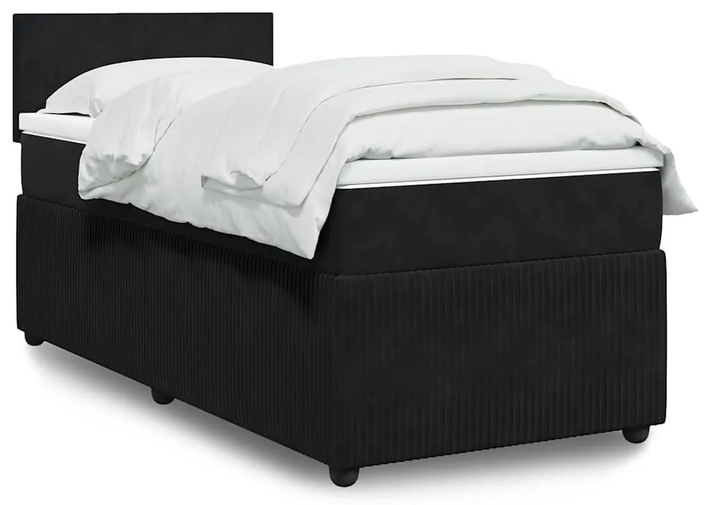 Box spring postel s matrací černá 80 x 200 cm samet 3289886