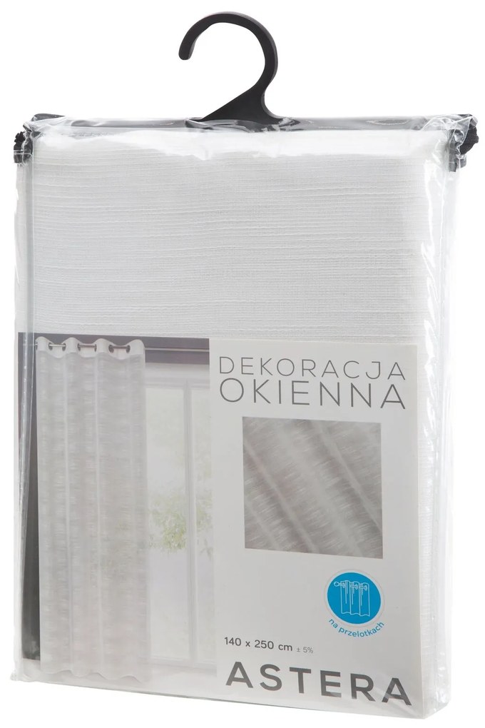 ZÁCLONA NA KROUŽCÍCH ASTERA 140X250 CM KRÉMOVÁ