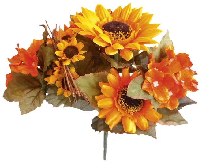 Umělá kytice - Slunečnice a Hortenzie