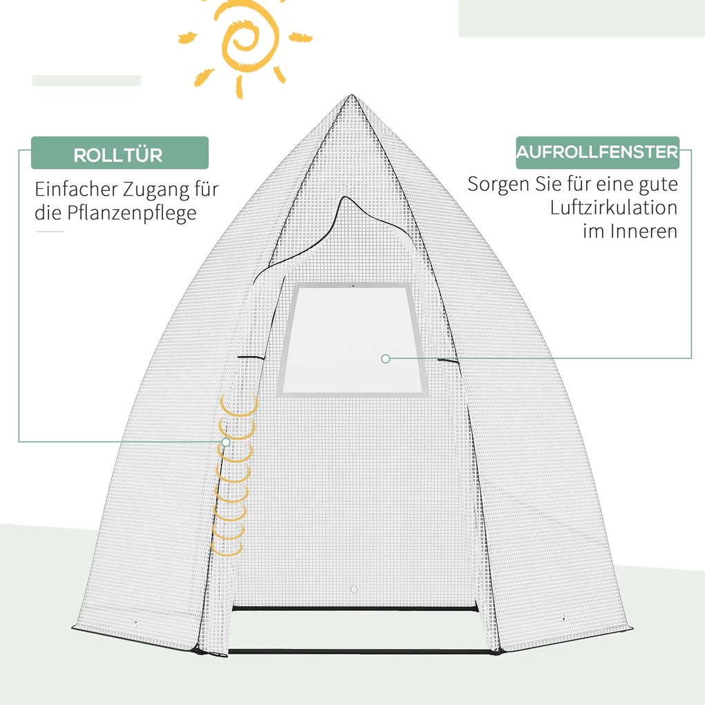 Outsunny mini skleníkový zimní stan s rolovacími dveřmi 160x140x180cm pro zahradu balkon zimní ochrana bílá | Aosom.de