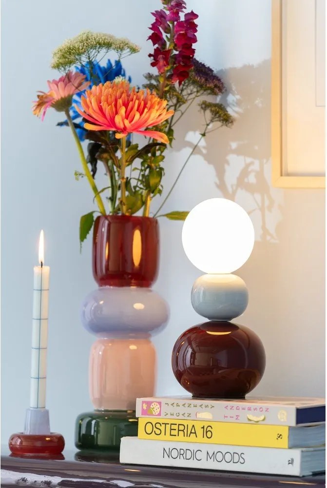 Vínová/světle modrá keramická stolní lampa (výška 26 cm) Firenze Pellet – Leitmotiv
