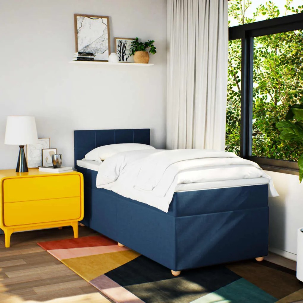 Box spring postel s matrací modrá 80x200 cm textil 3286513