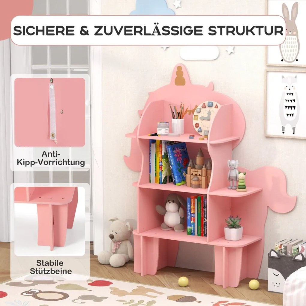 Costway Organizér na ukládání hraček Unicorn pro děti s otevřenými policemi